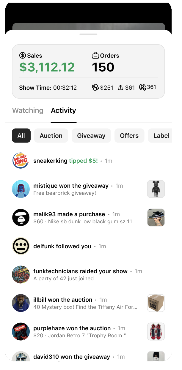 Show management for Whatnot Sellers – Whatnot Help Center