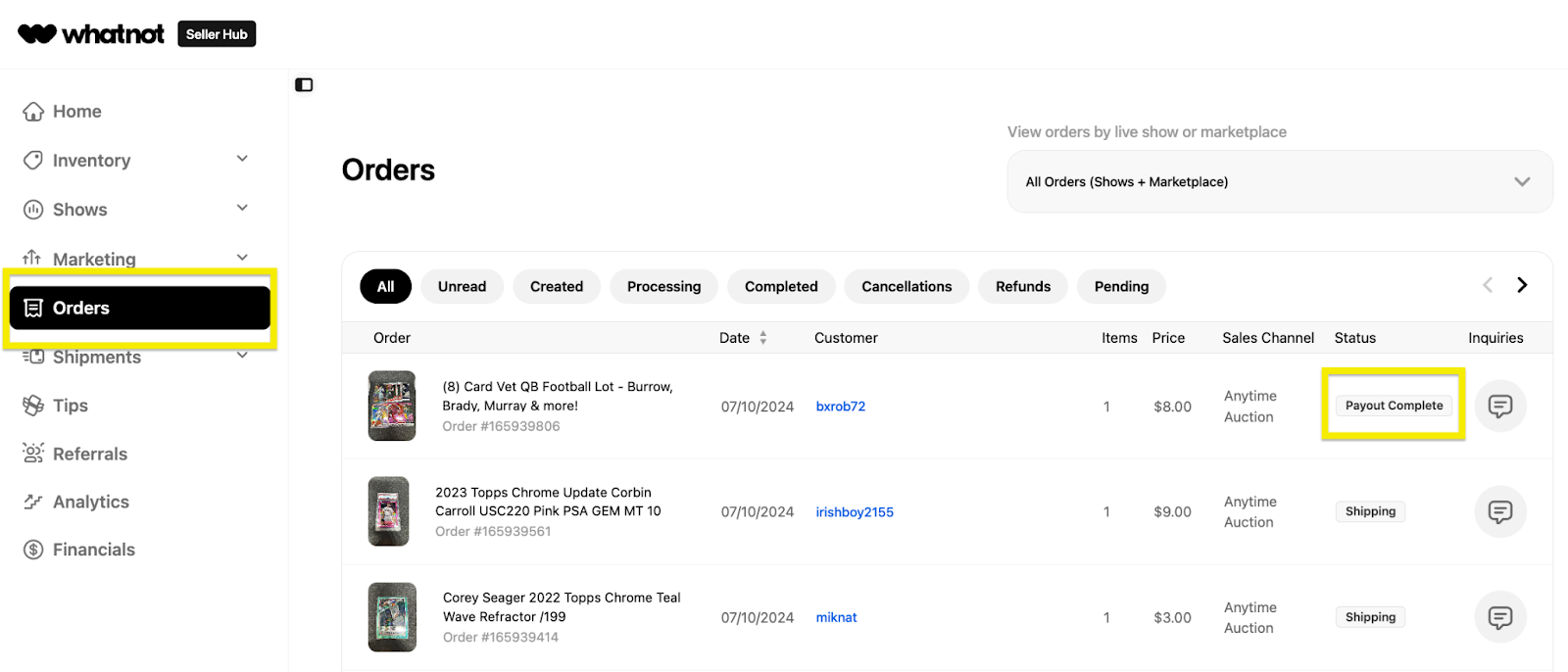 Receiving Payments as a Seller – Whatnot Help Center