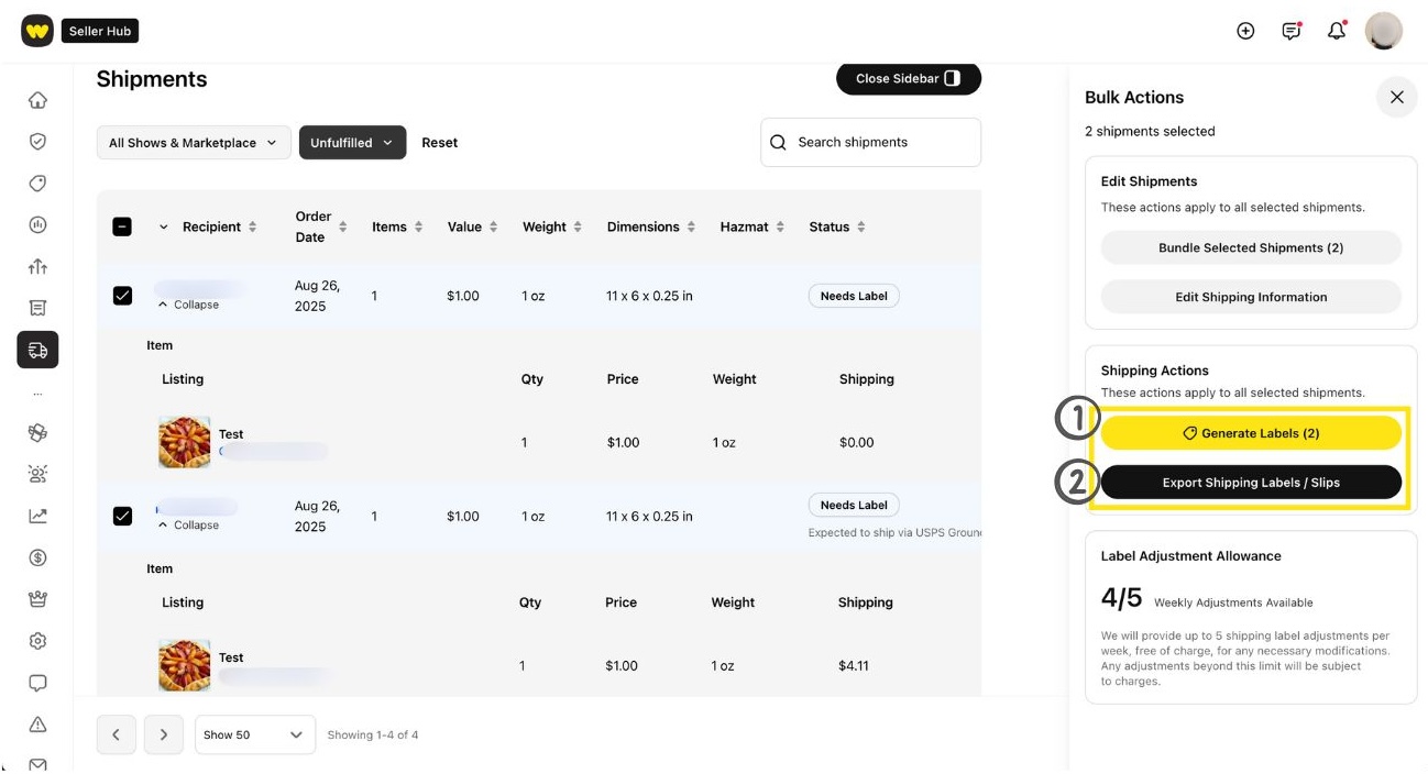 Generate and print shipping labels – Whatnot Help Center