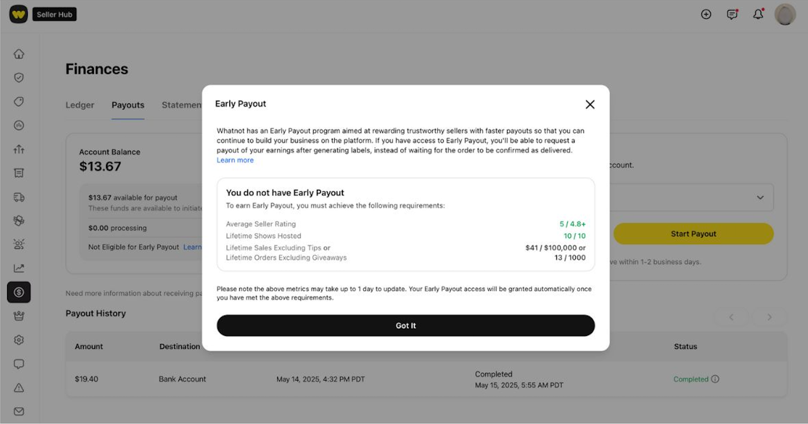 Early Payout Program – Whatnot Help Center