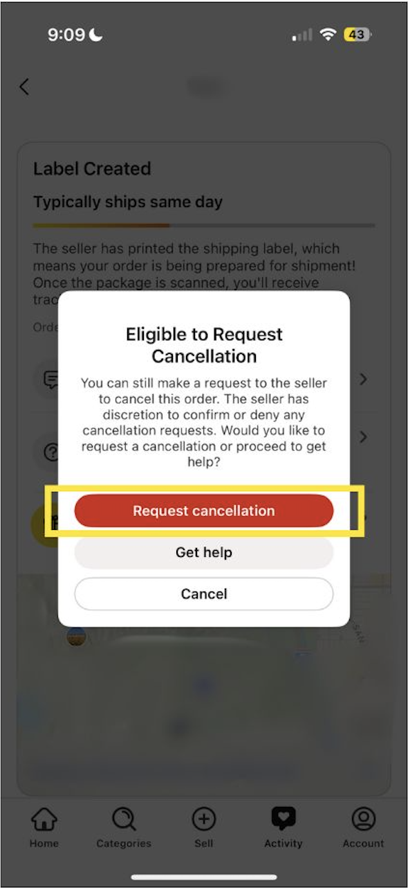 Request to cancel your order – Whatnot Help Center